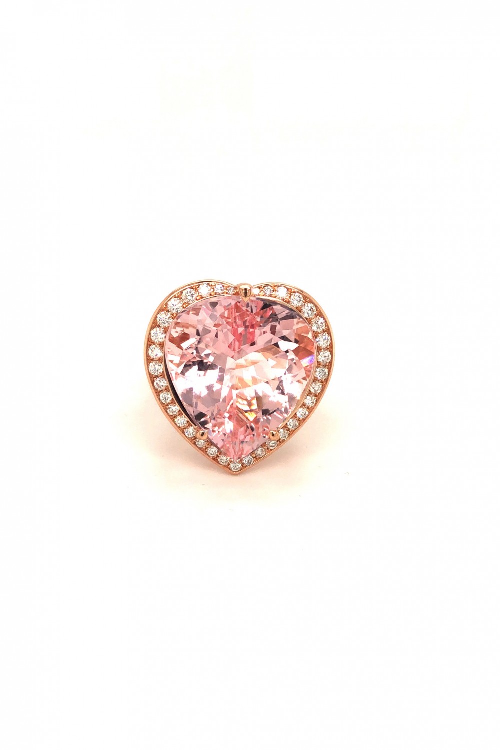 Lisa Nik: Morganite Heart Shaped Ring with Diamonds