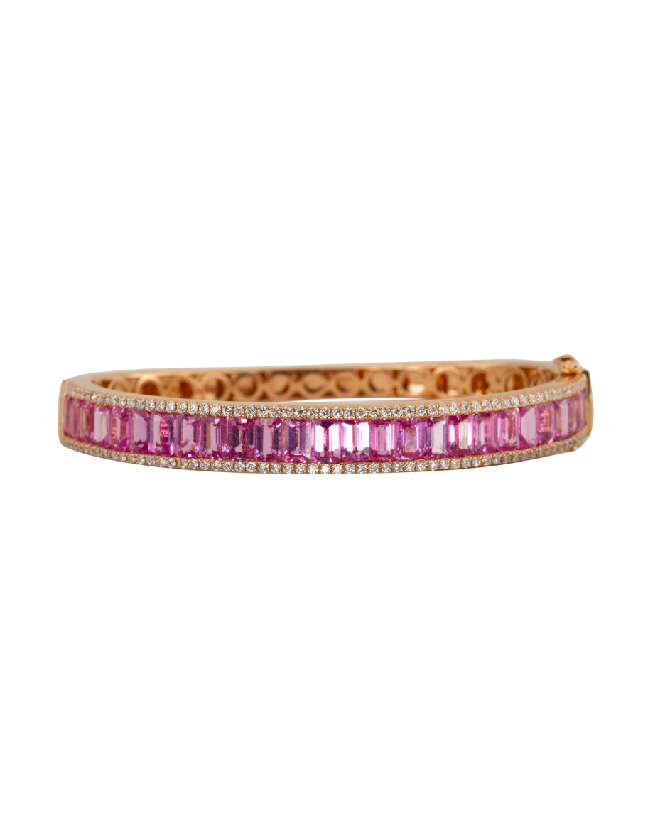 Lisa Nik: Pink Sapphire Channel Set Bangle with Diamonds